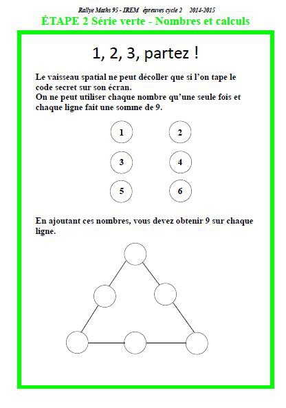 CYCLE 2 - Rallye Mathématiques 95 IREM
